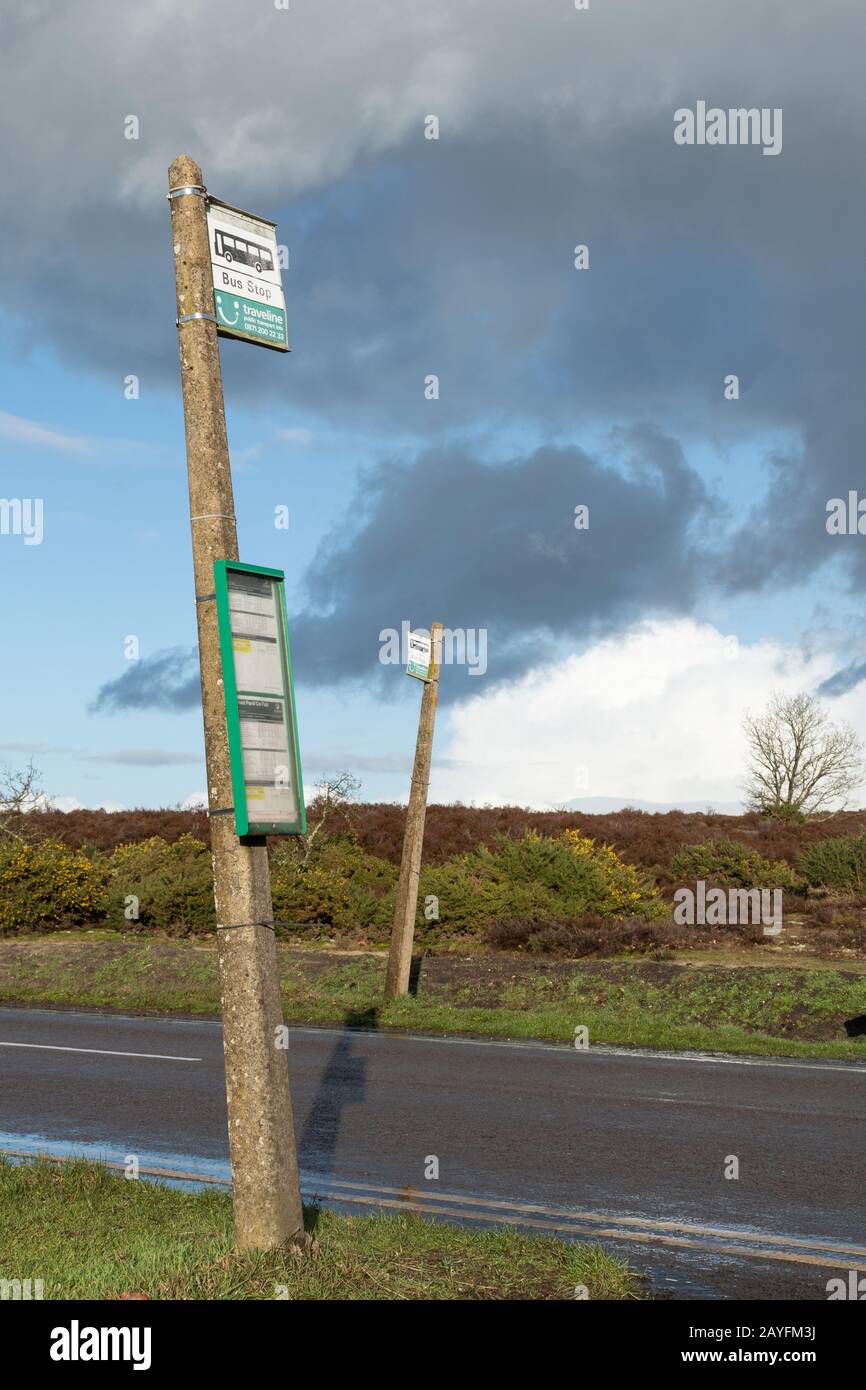 Rural bus stop on a UK country road Stock Photo - Alamy