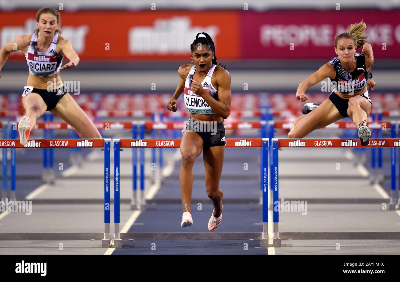 USA’s Christina Clemons on her way to winning her heat of the 60m ...