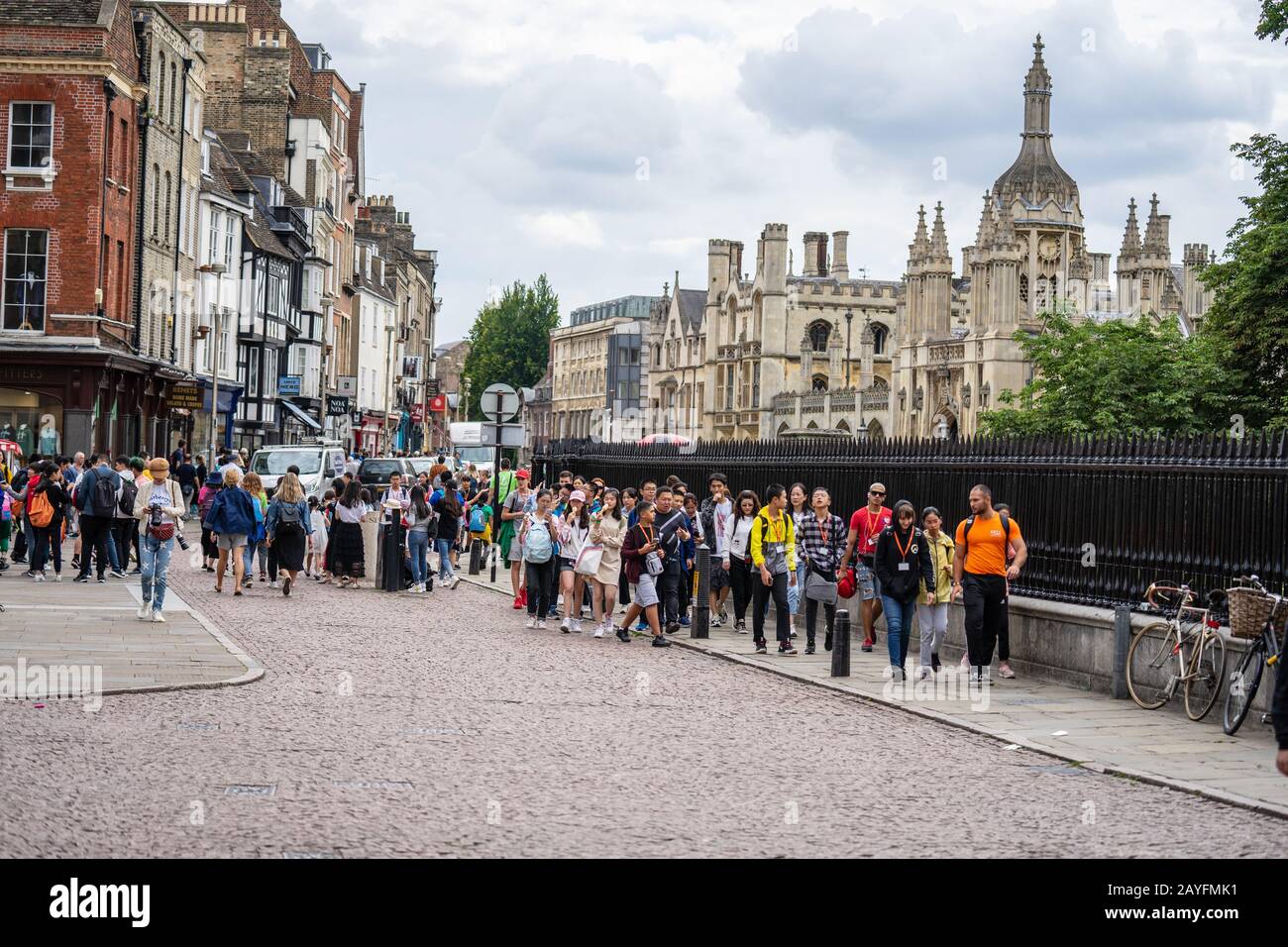 Cambridge, UK, August 1, 2019. Turists walking down and taking pictures ...