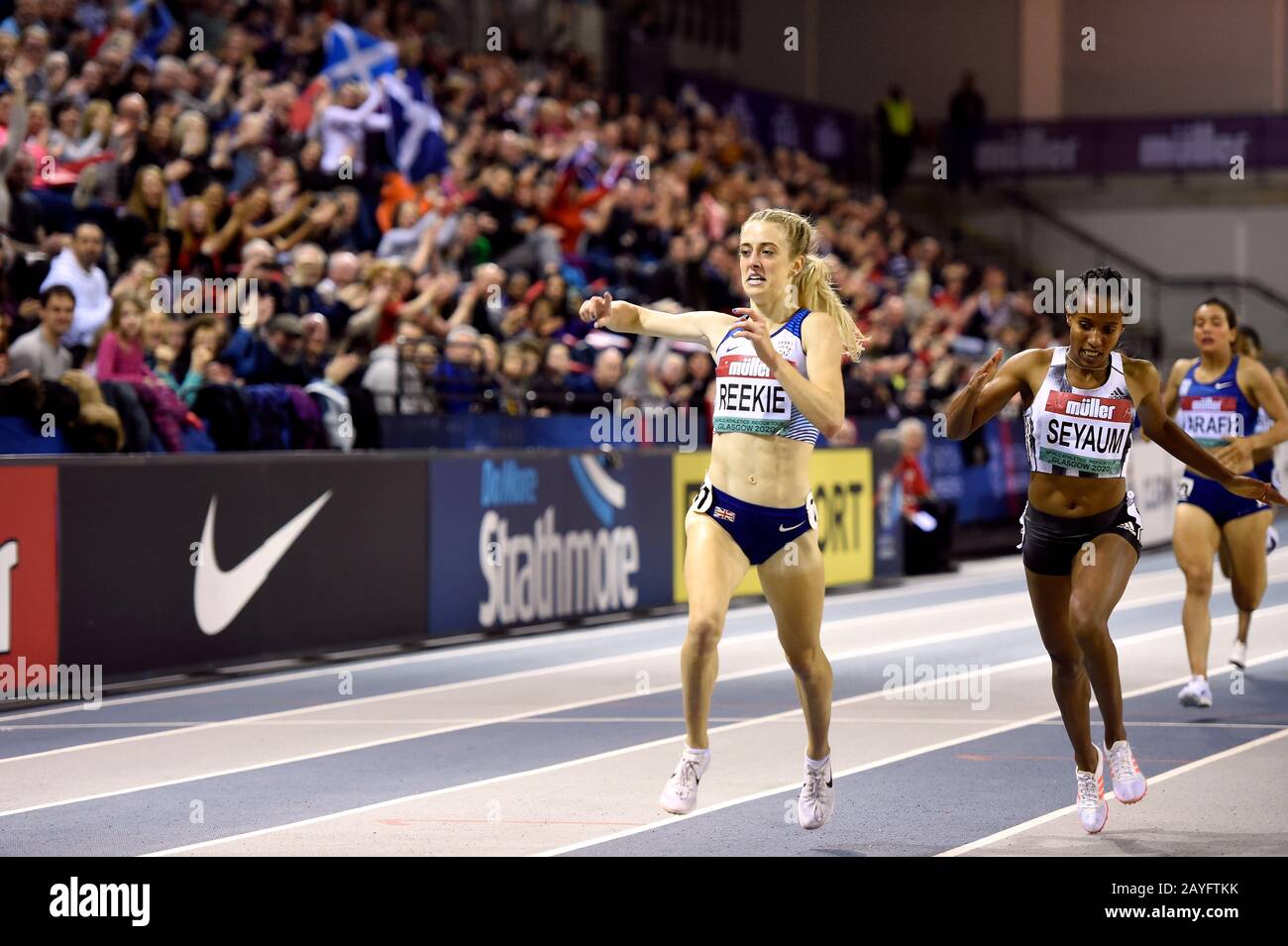 Great Britain’s Jemma Reekie celebrates after winning the 1500m during ...