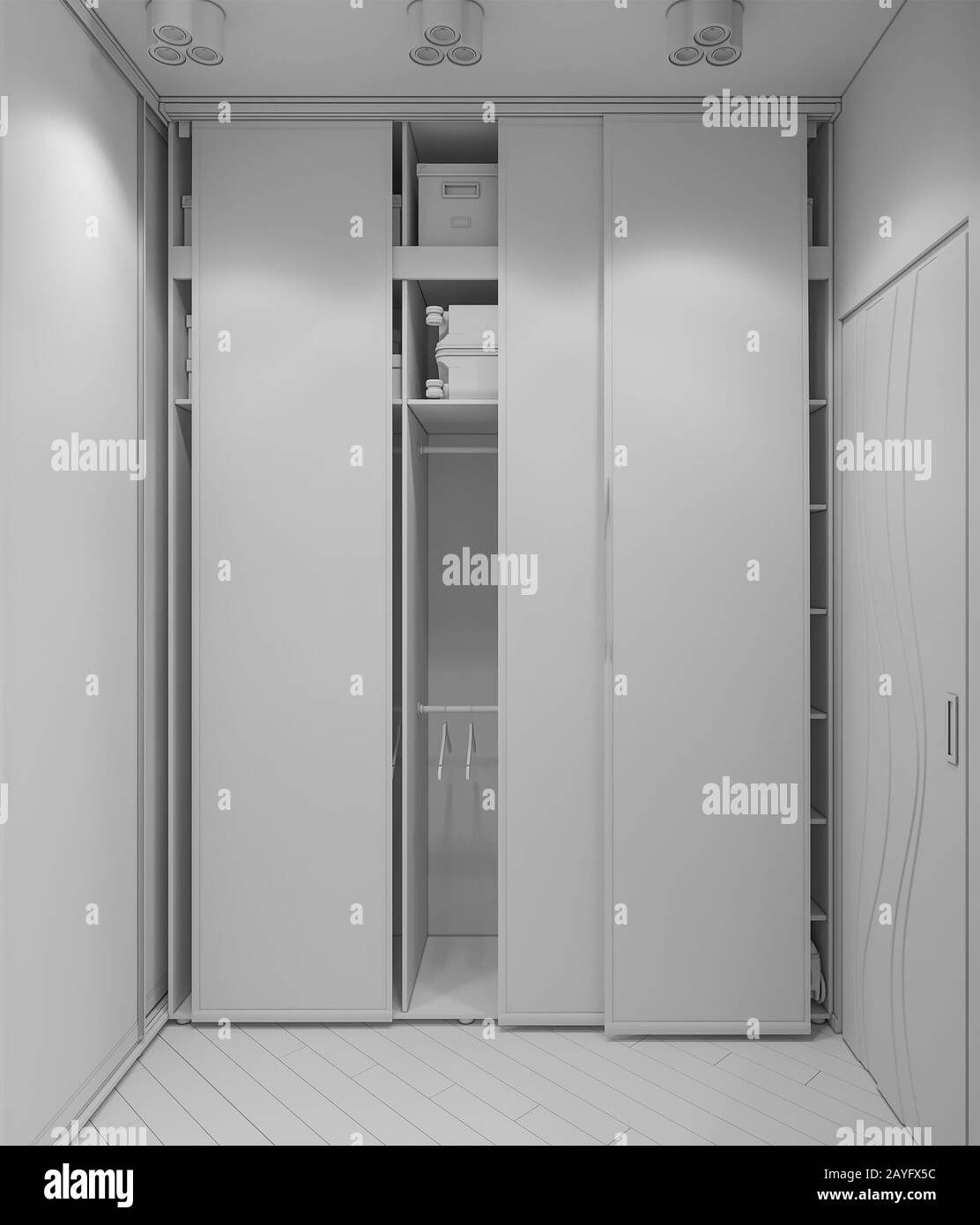 3D render interior design of a wardrobe in the bedroom Stock Photo - Alamy