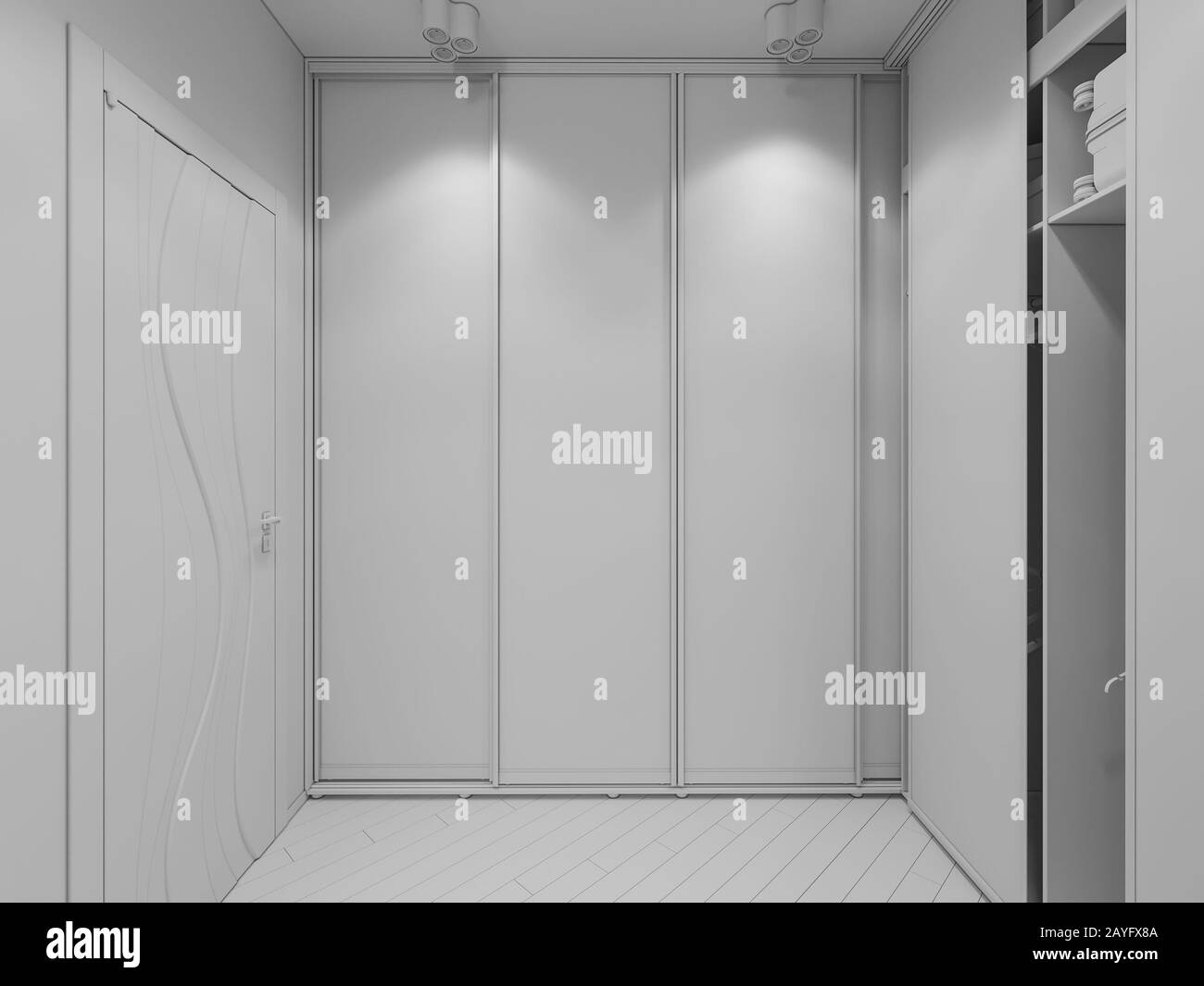 3D render interior design of a wardrobe in the bedroom Stock Photo - Alamy