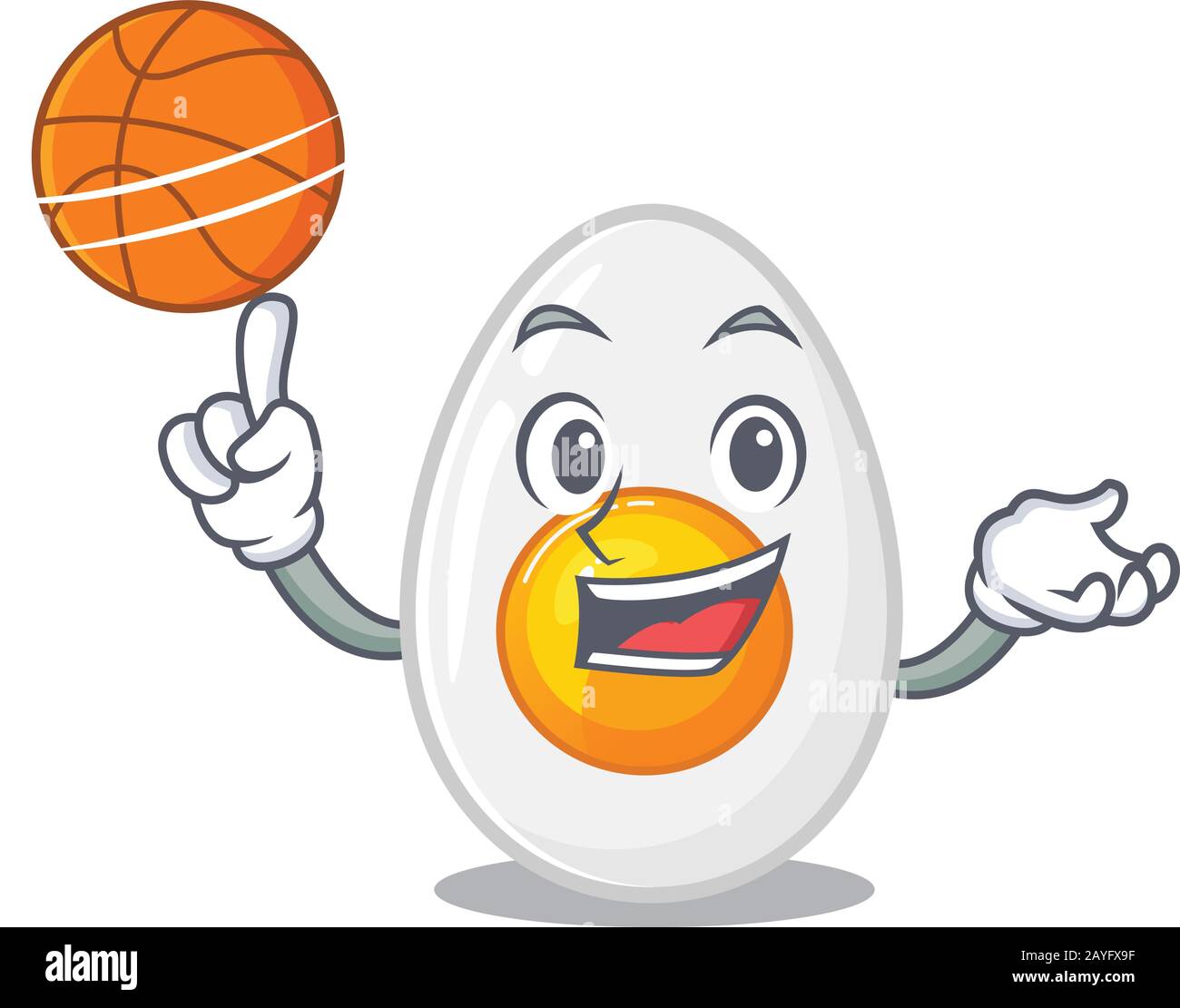 A mascot picture of boiled egg cartoon character playing basketball ...