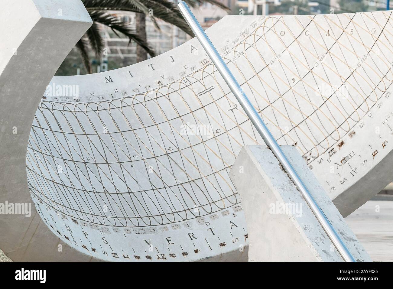 old ancient sun clock in the park Stock Photo - Alamy