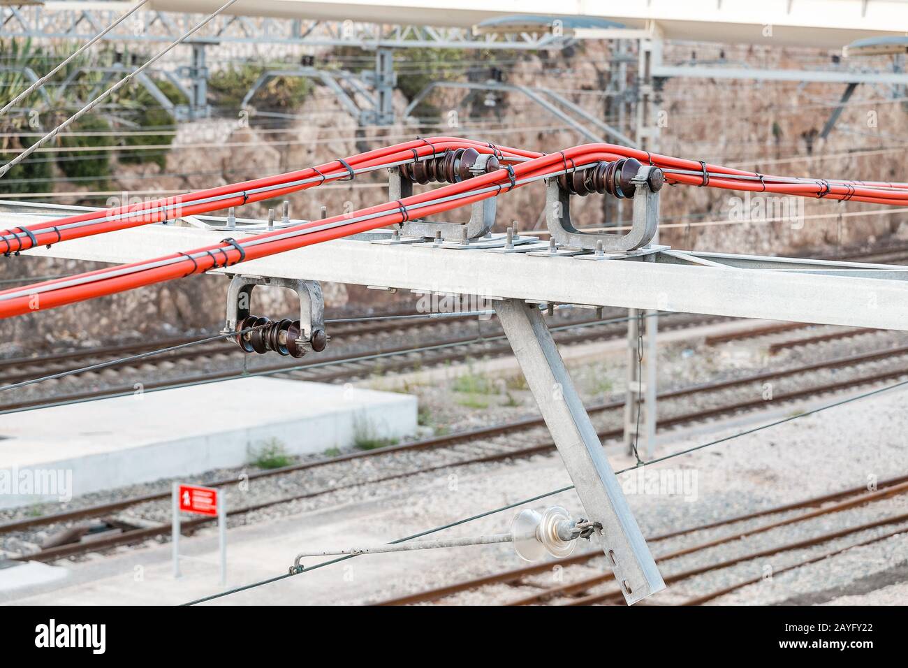electrical lines for railroad Stock Photo - Alamy