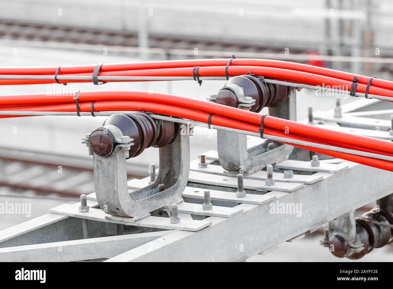 electrical lines for railroad Stock Photo - Alamy