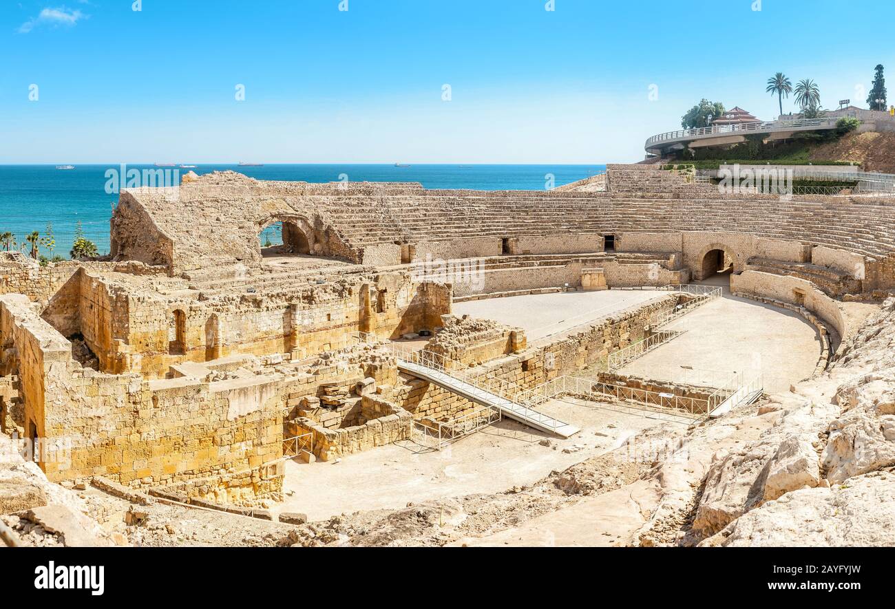 Roman amphitheater Coliseum in Tarragona, Spain Stock Photo - Alamy