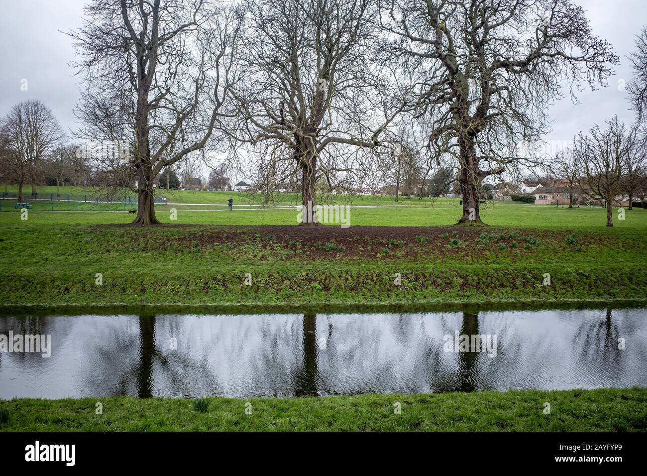 Flooding in Carshalton Park, Wallington, Surrey Stock Photo - Alamy