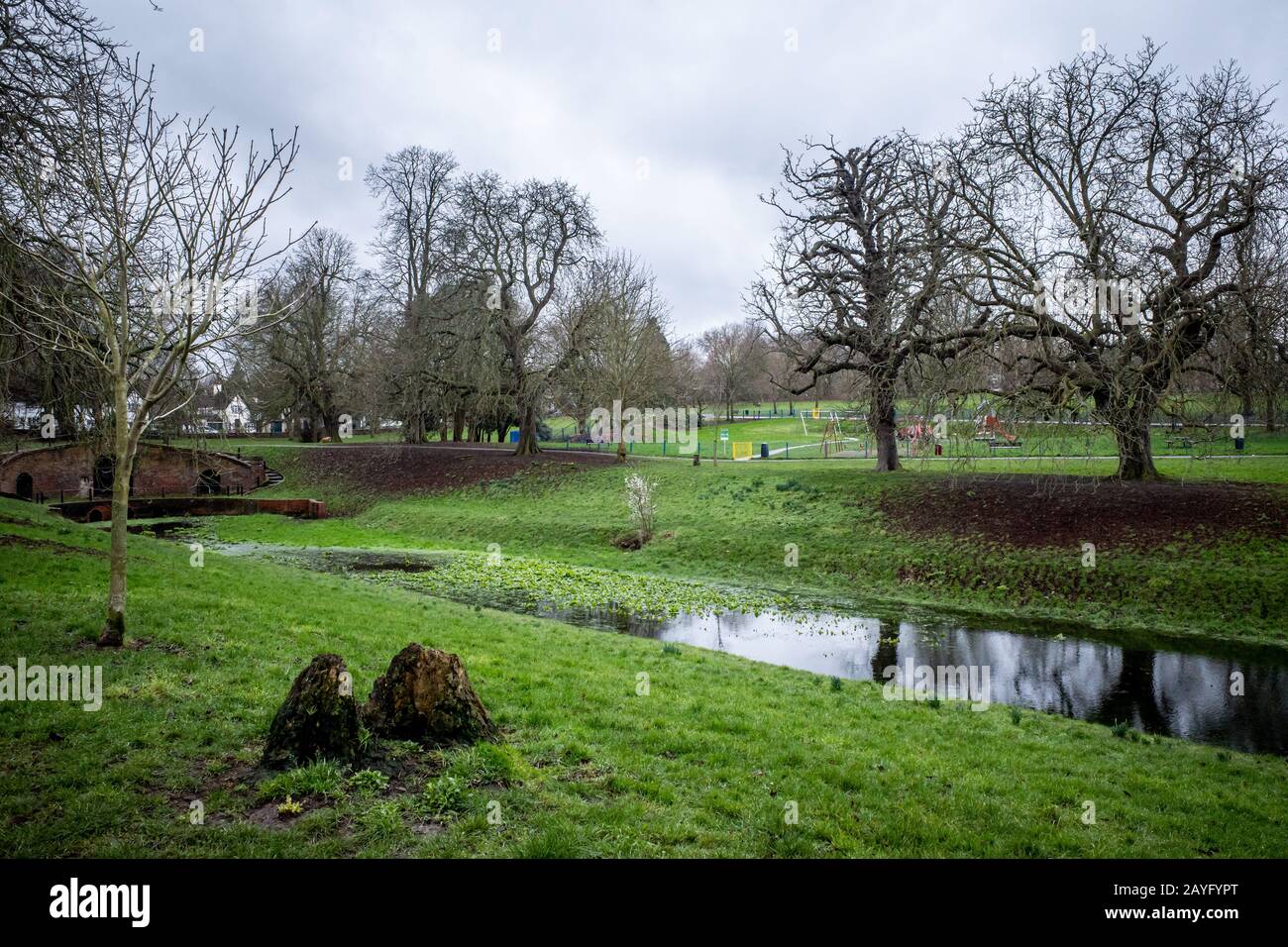 Flooding in Carshalton Park, Wallington, Surrey Stock Photo - Alamy