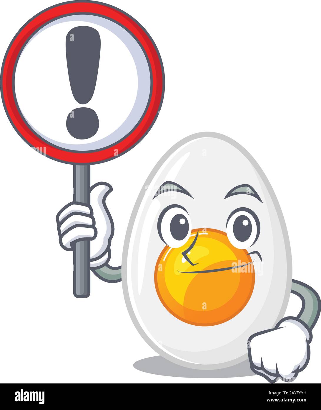 cute mascot character style of boiled egg raised up a sign Stock Vector ...