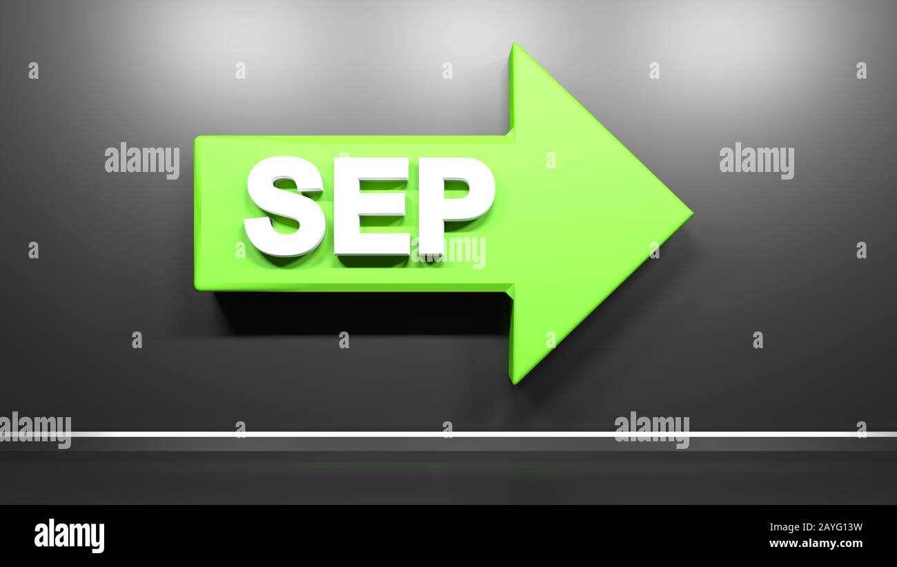 Green arrow with write SEP on black glossy background - 3D rendering ...