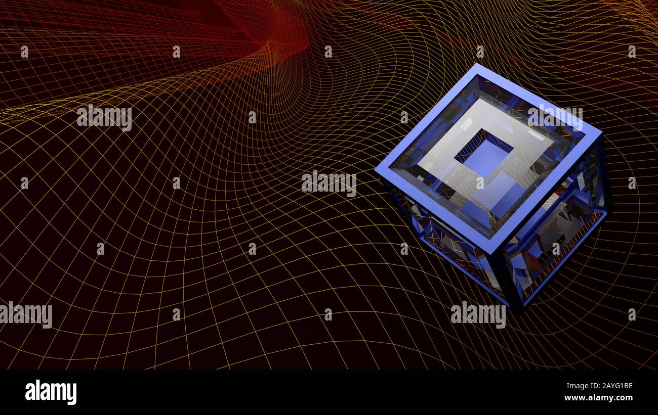 3d abstract blue glass cube hi-res stock photography and images - Alamy