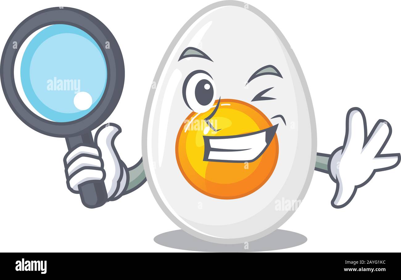 Elegant and Smart boiled egg Detective cartoon design concept Stock ...