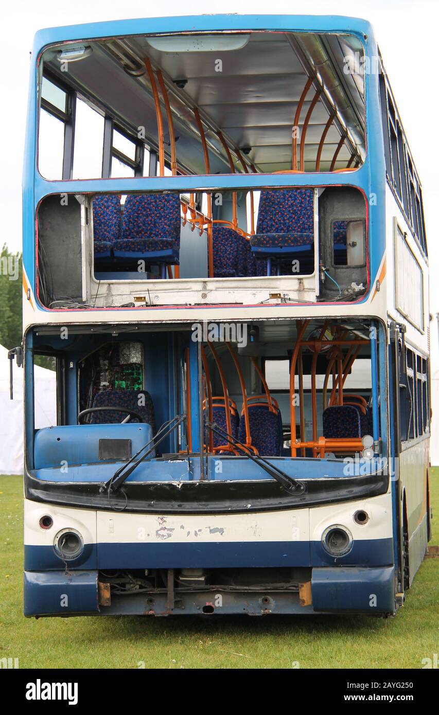 The Damaged Front of a Crashed Double Decker Bus Stock Photo - Alamy