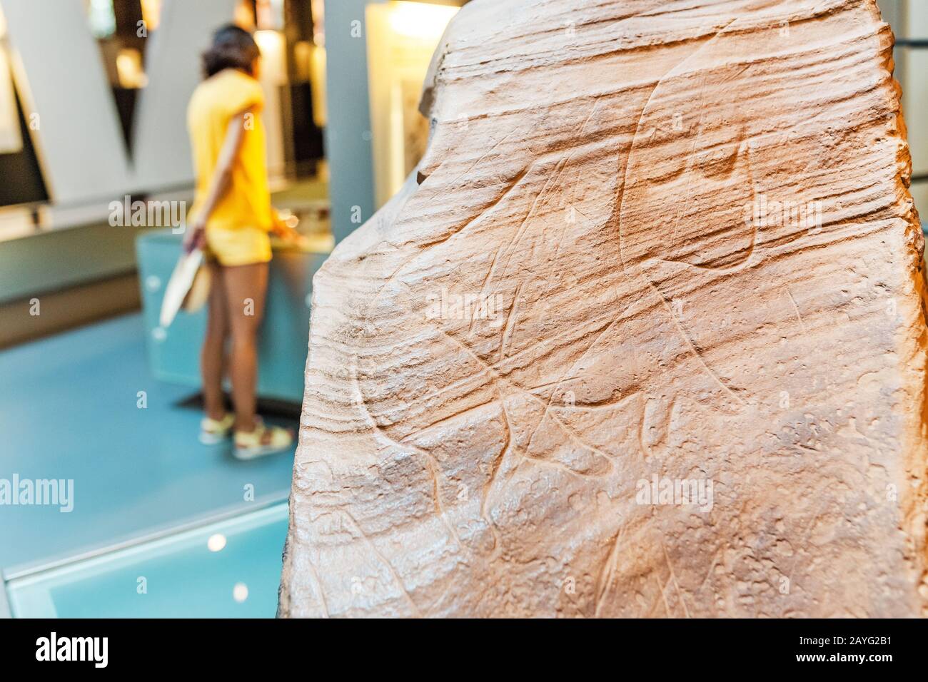 28 JULY 2018, BARCELONA, SPAIN: cave paintings of primitive man at the ...