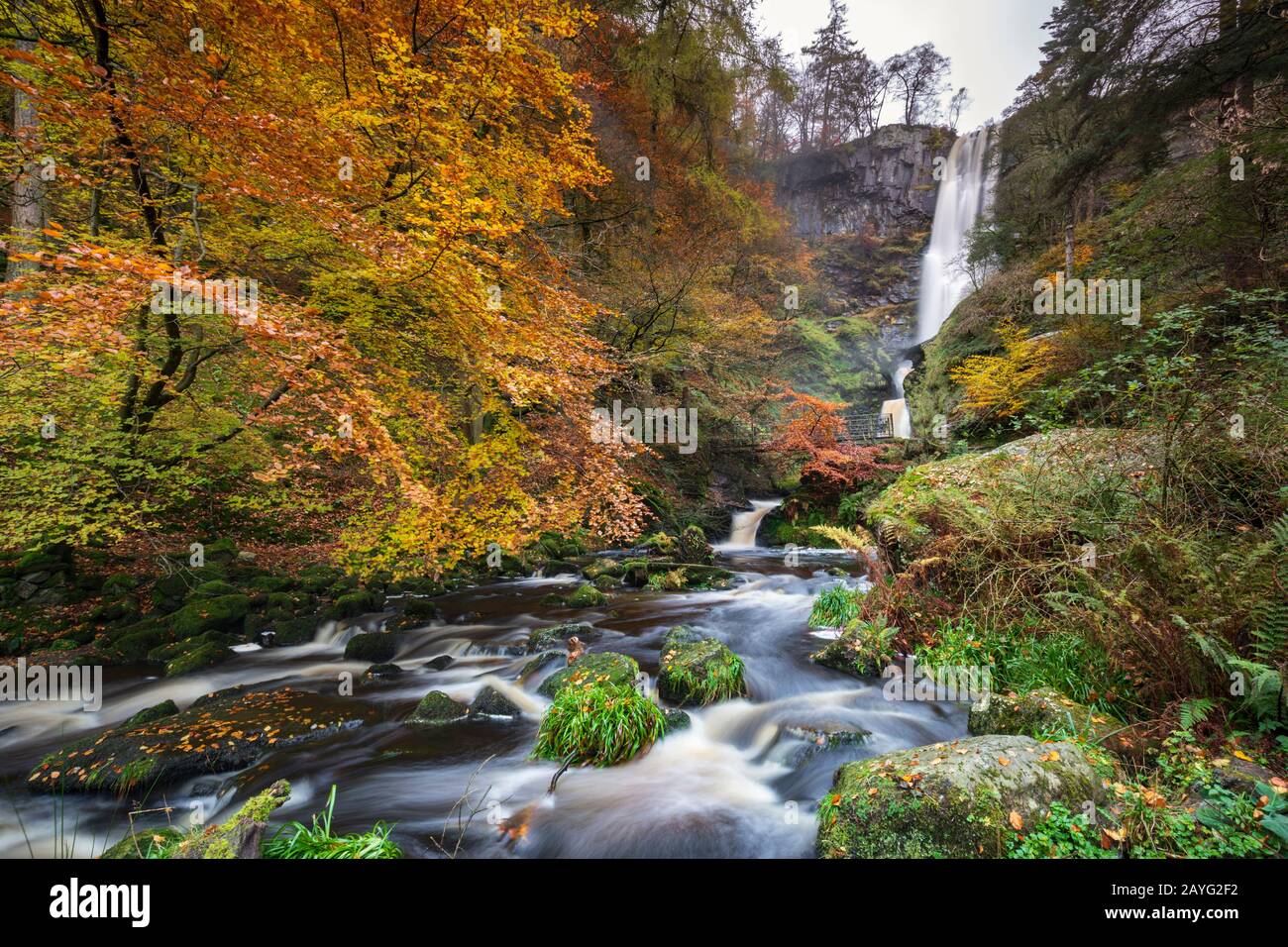 Autumn at Pistyll Rhaeadr Waterfall in North Wales Stock Photo - Alamy