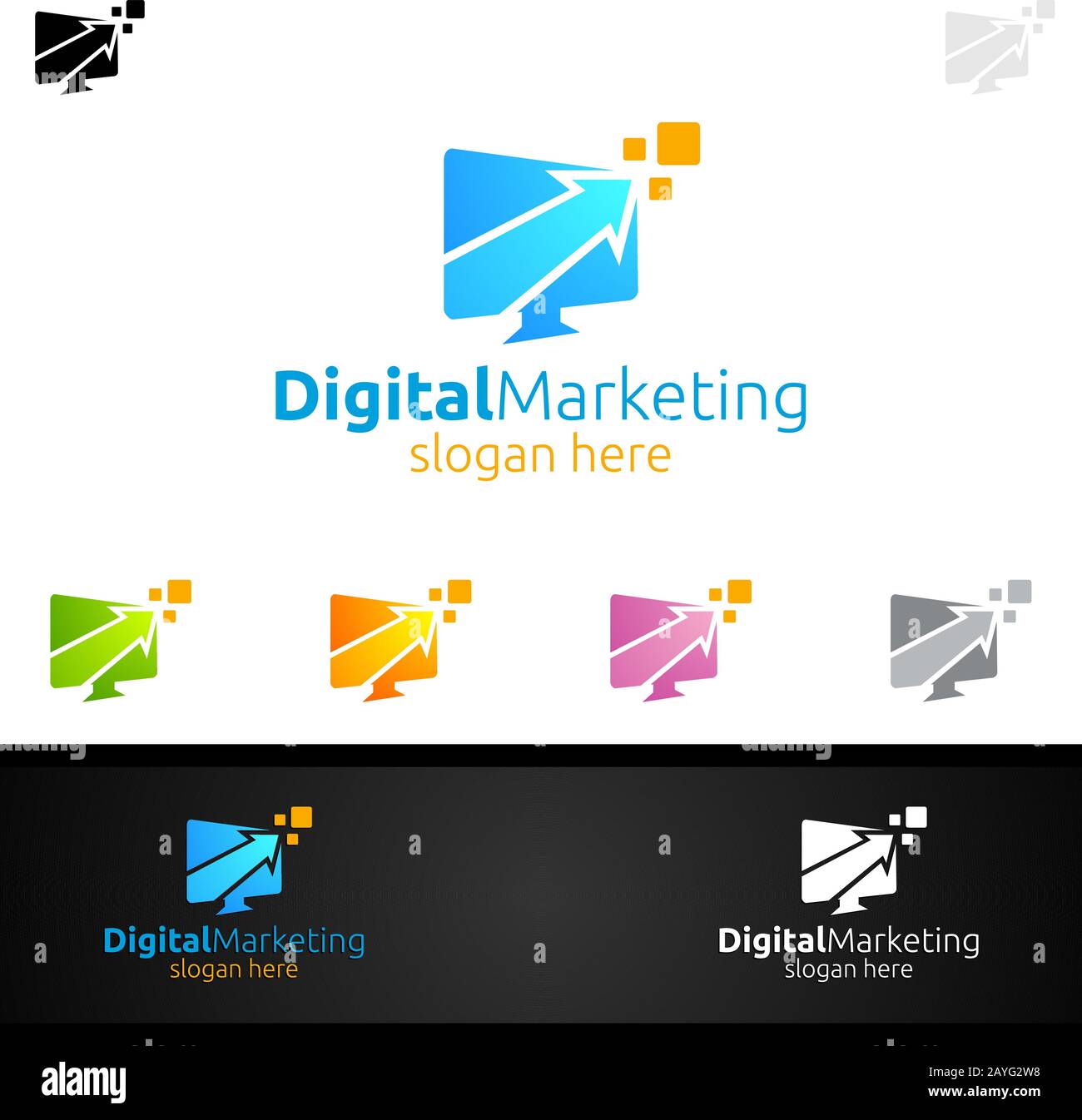 Digital Marketing Financial Advisor Logo Design Template Icon Stock ...