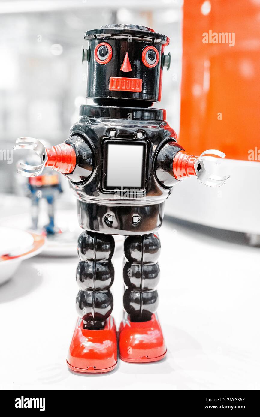 Red or black metal vintage style 1950 robot Toys & Games Dolls & Action ...