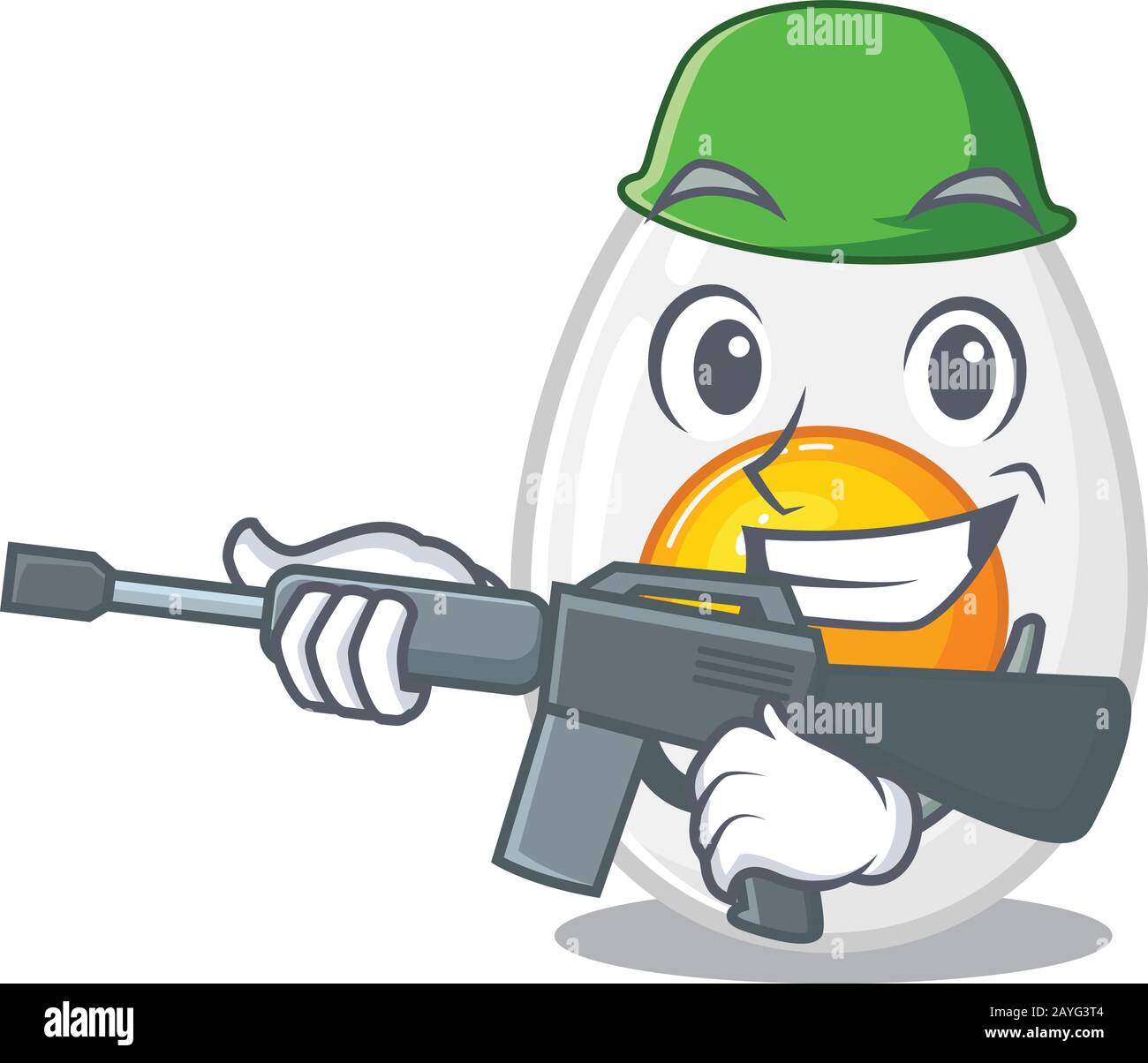 A cute picture of boiled egg Army with machine gun Stock Vector Image ...