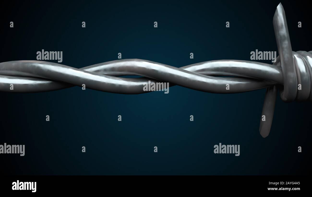 Computer generated background with barbed wire. 3d rendering spinning ...