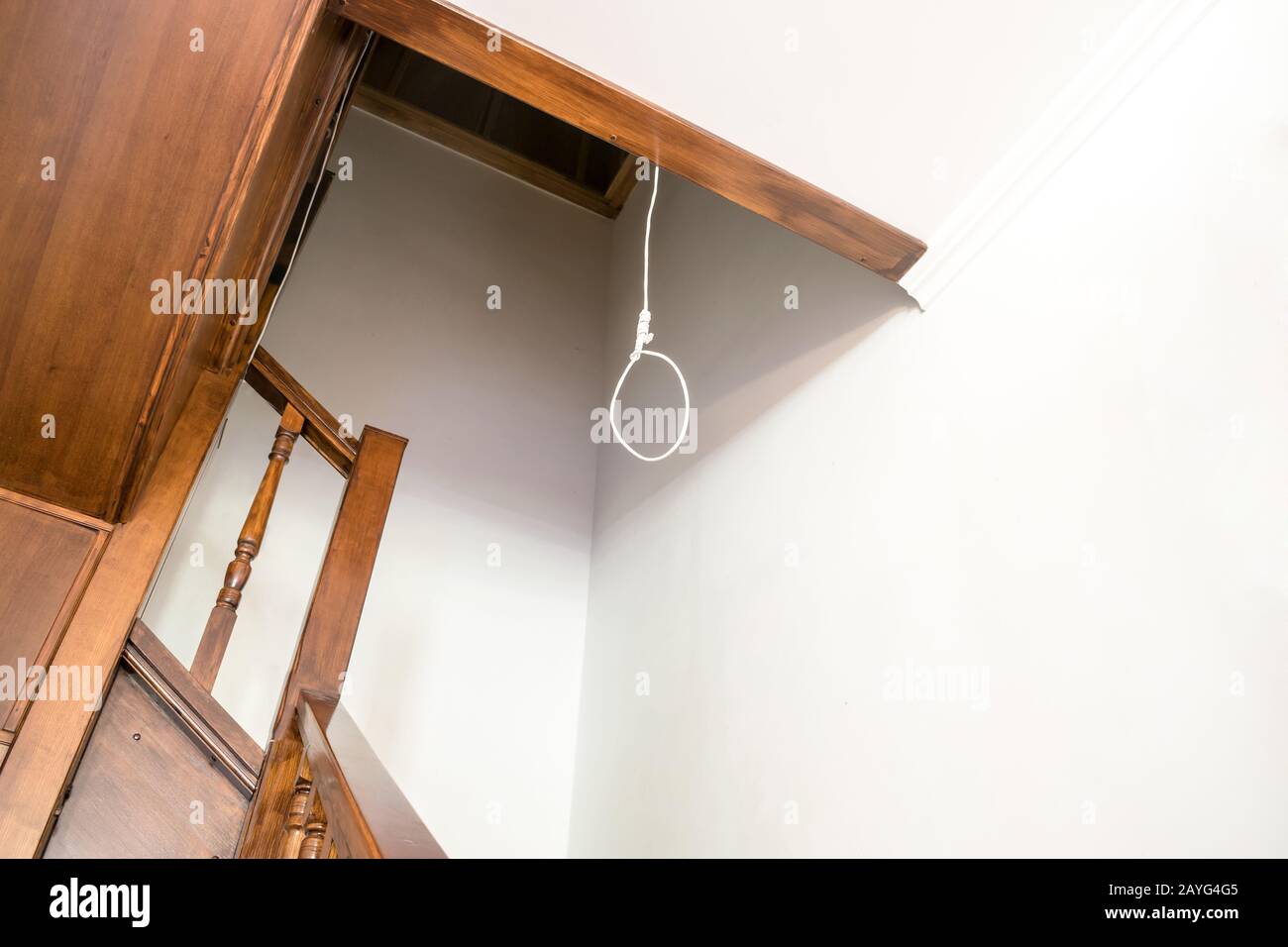 The loop for committing suicide is tied to the ceiling above the ...