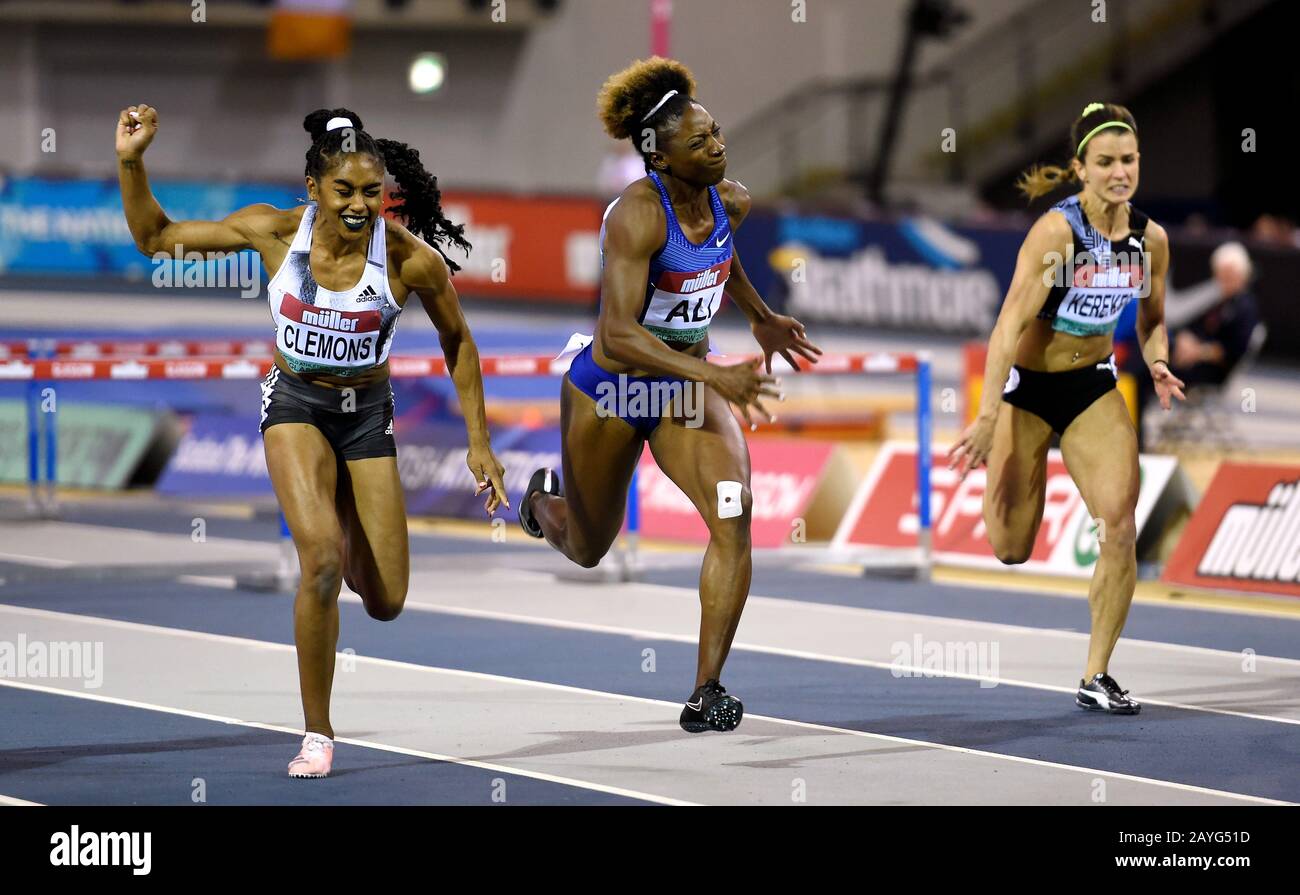 USA’s Christina Clemons and compatriot Nia Ali in action in the final ...