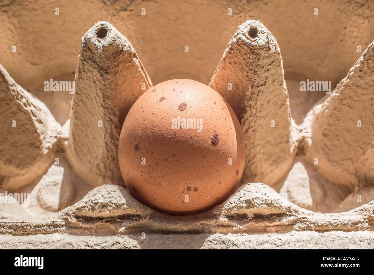 Egg with stains in the packaging Stock Photo - Alamy