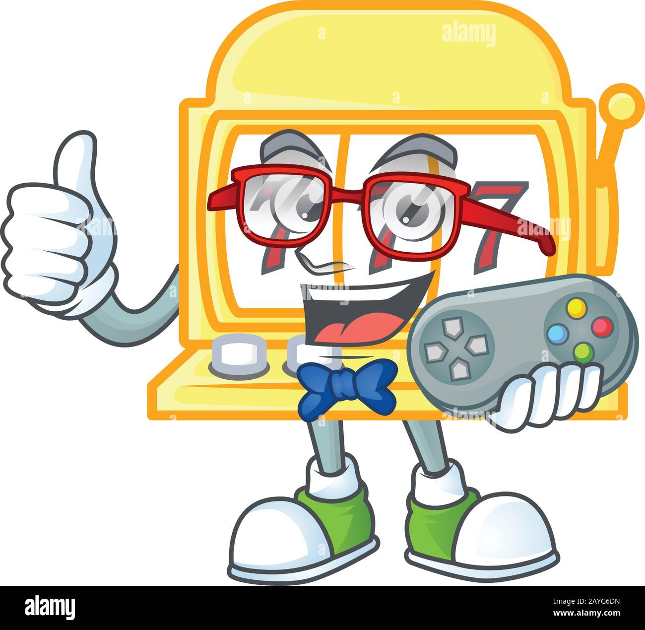 An attractive gamer golden slot machine cartoon character design Stock ...