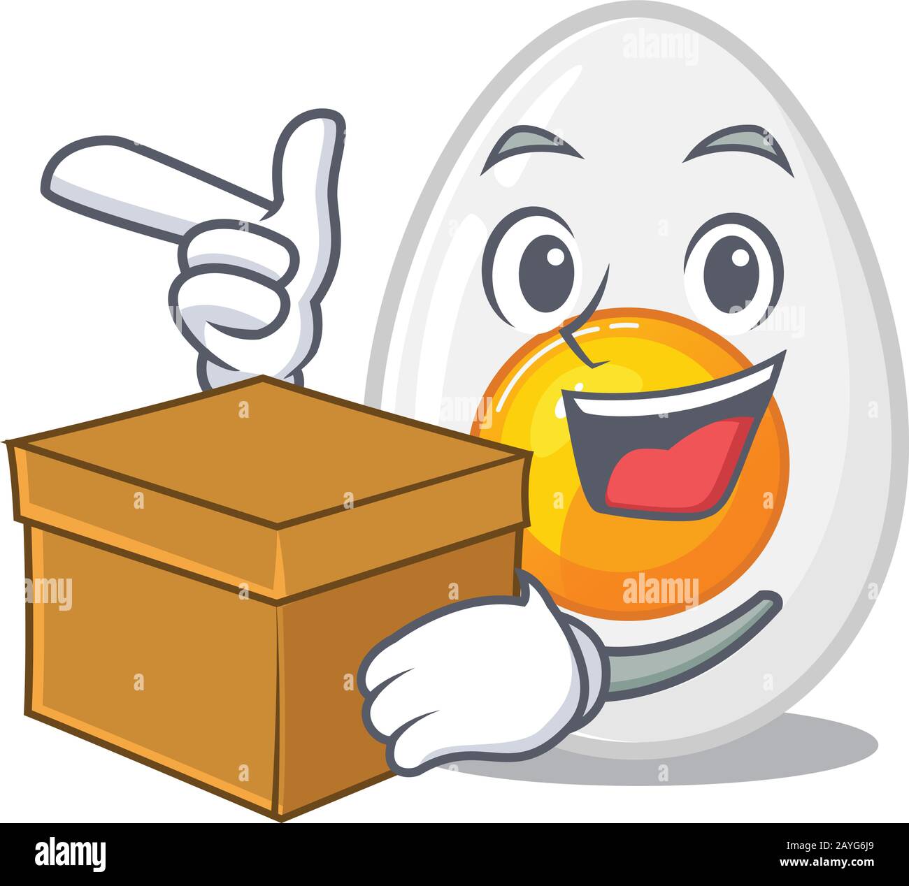 Cute boiled egg cartoon character having a box Stock Vector Image & Art ...