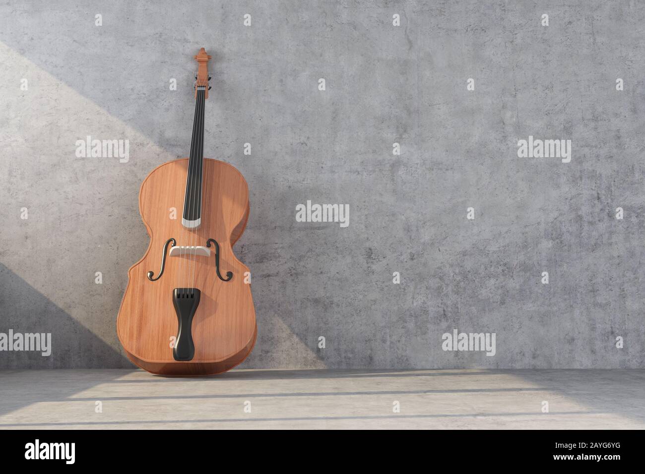 double bass on concrete wall background. 3d rendering Stock Photo - Alamy