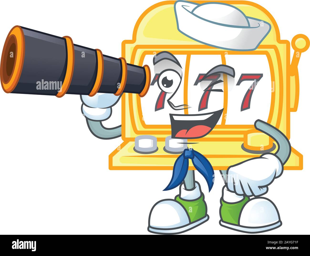 A picture of golden slot machine Sailor style with binocular Stock ...