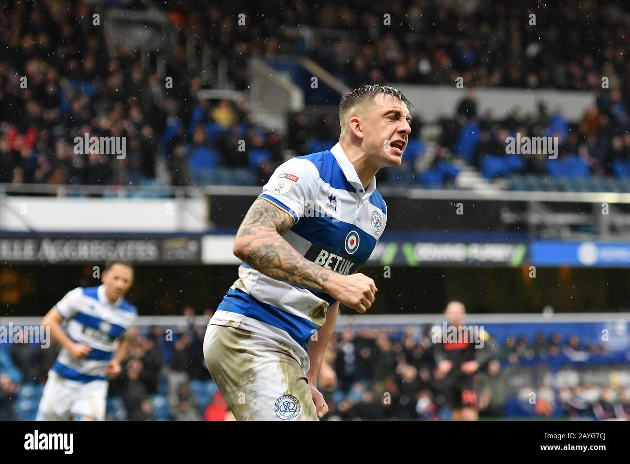 Queens park rangers jordan hugill celebrates scoring hi-res stock ...