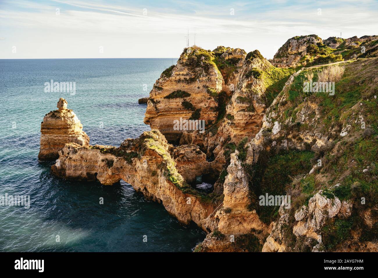 Eroded limestone sea stacks and cliffs Stock Photo - Alamy