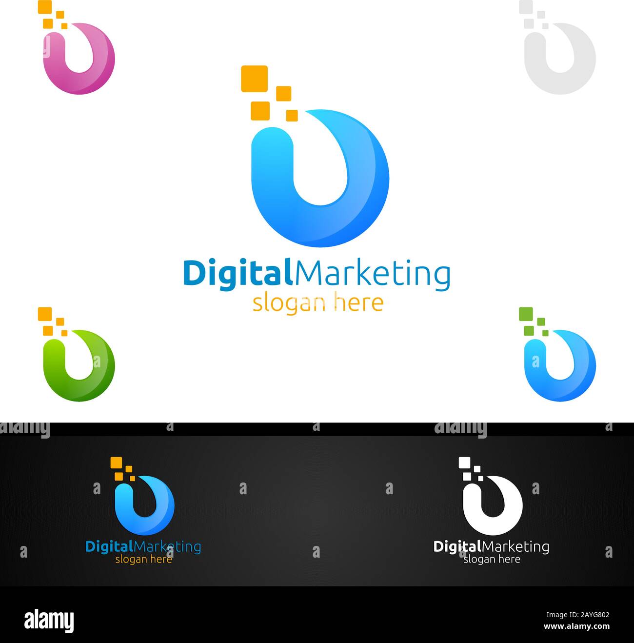 Digital Marketing Financial Advisor Logo Design Template Icon Stock ...