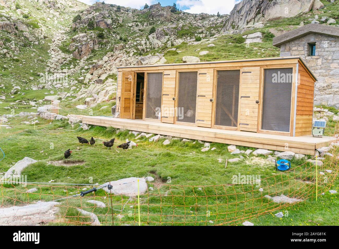 Chicken farm in mountains Stock Photo - Alamy