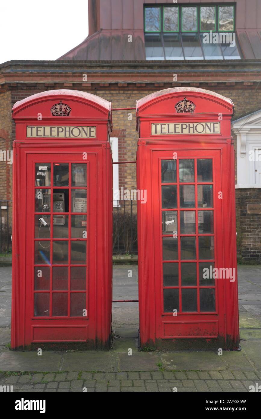 Two English Telephone Boxes Stock Photo - Alamy