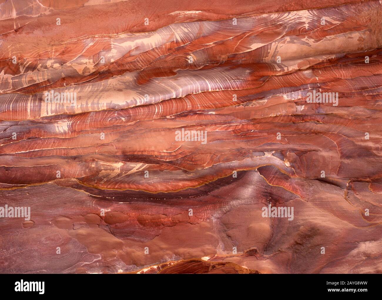 Rocks with colored layers in Petra in Jordan Stock Photo - Alamy