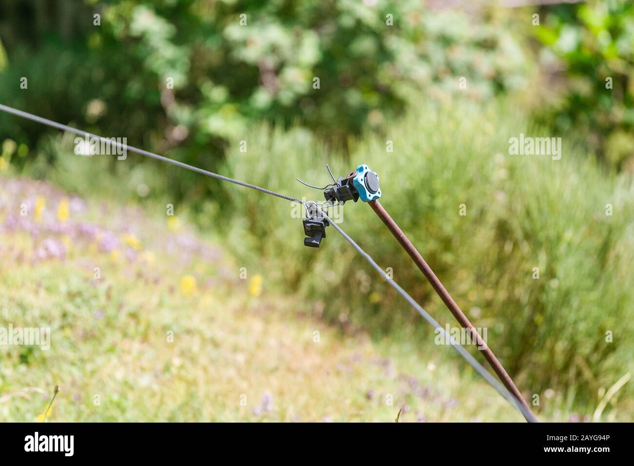 Electric fencing around pasture Stock Photo - Alamy