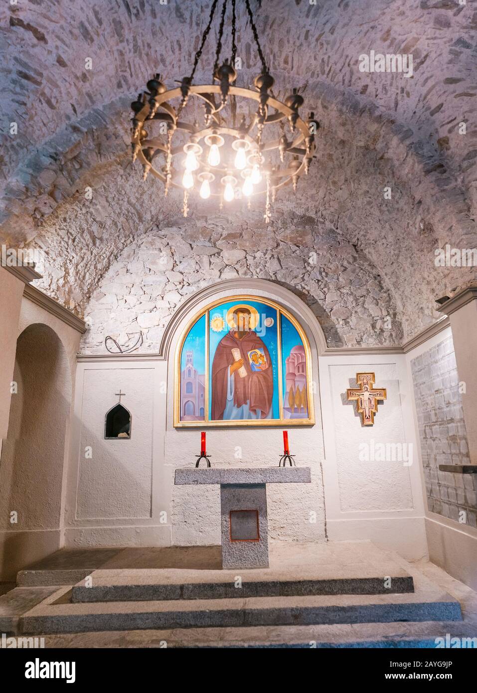 25 JULY 2018, NURIA, SPAIN: Interior of the Nuria Catholic Church Stock ...