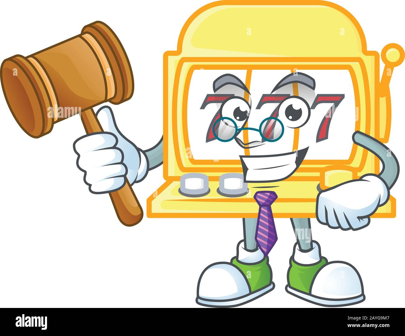 A wise Judge golden slot machine in comic strip character design Stock ...