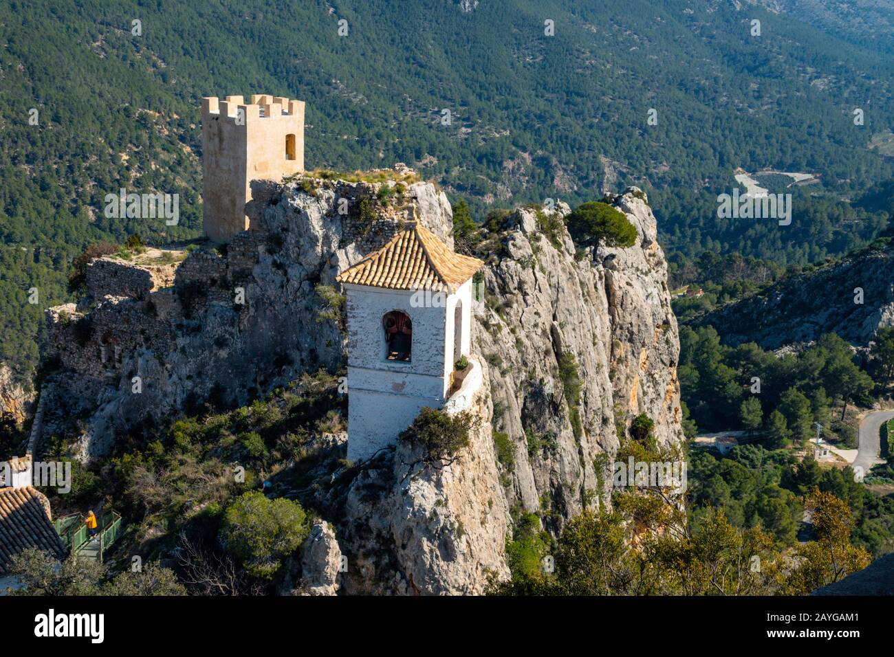 The ancient mountain citadel of Guadalest, near Benidorm, in the Costa ...