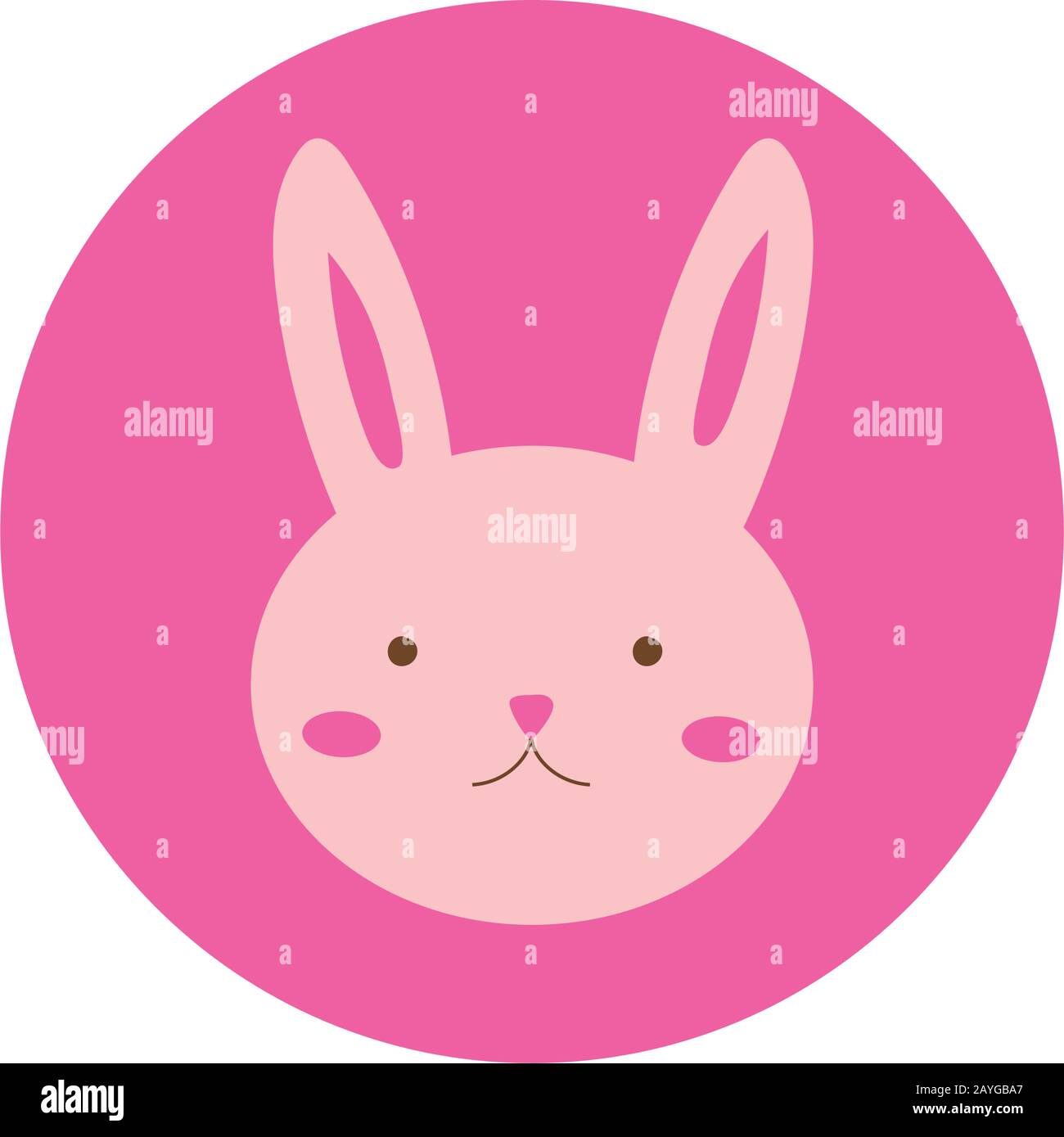 cute little rabbit easter block and flat icon Stock Vector Image & Art ...