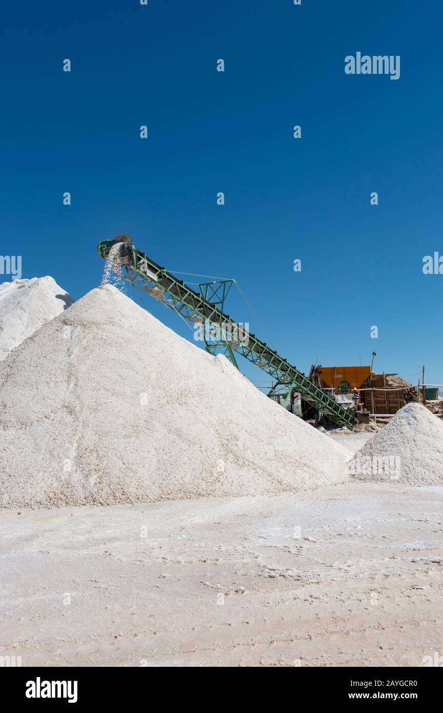 Salt mining at Salinas Grandes a salt pan in the Andes Mountains - is ...