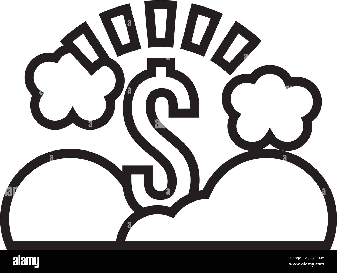 money dollar symbol with clouds line style Stock Vector Image & Art - Alamy