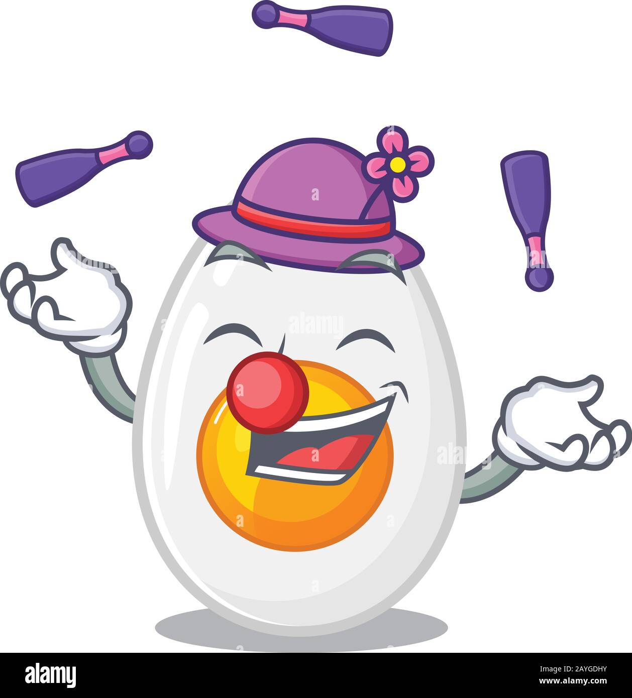 a lively boiled egg cartoon character design playing Juggling Stock ...