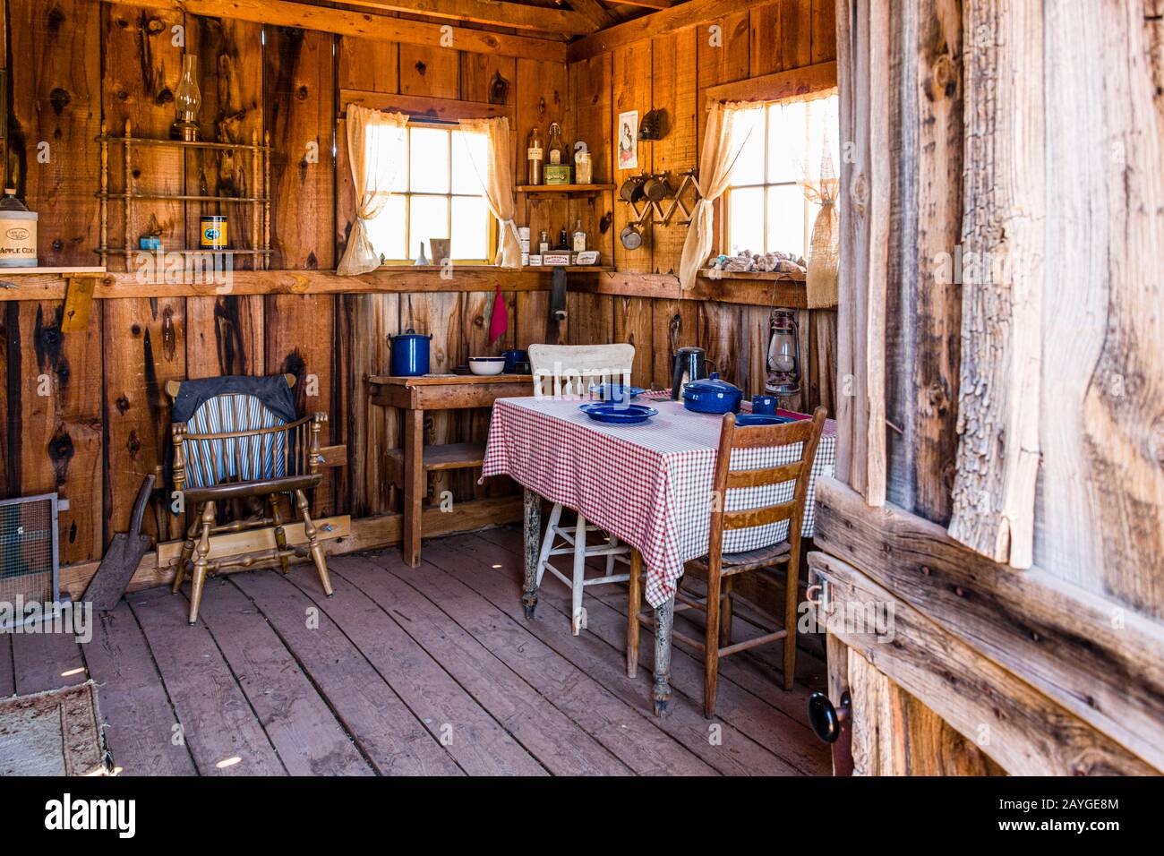 Pioneer One Room Cabin Interior Cabin Pioneer Hi Res Stock Photography