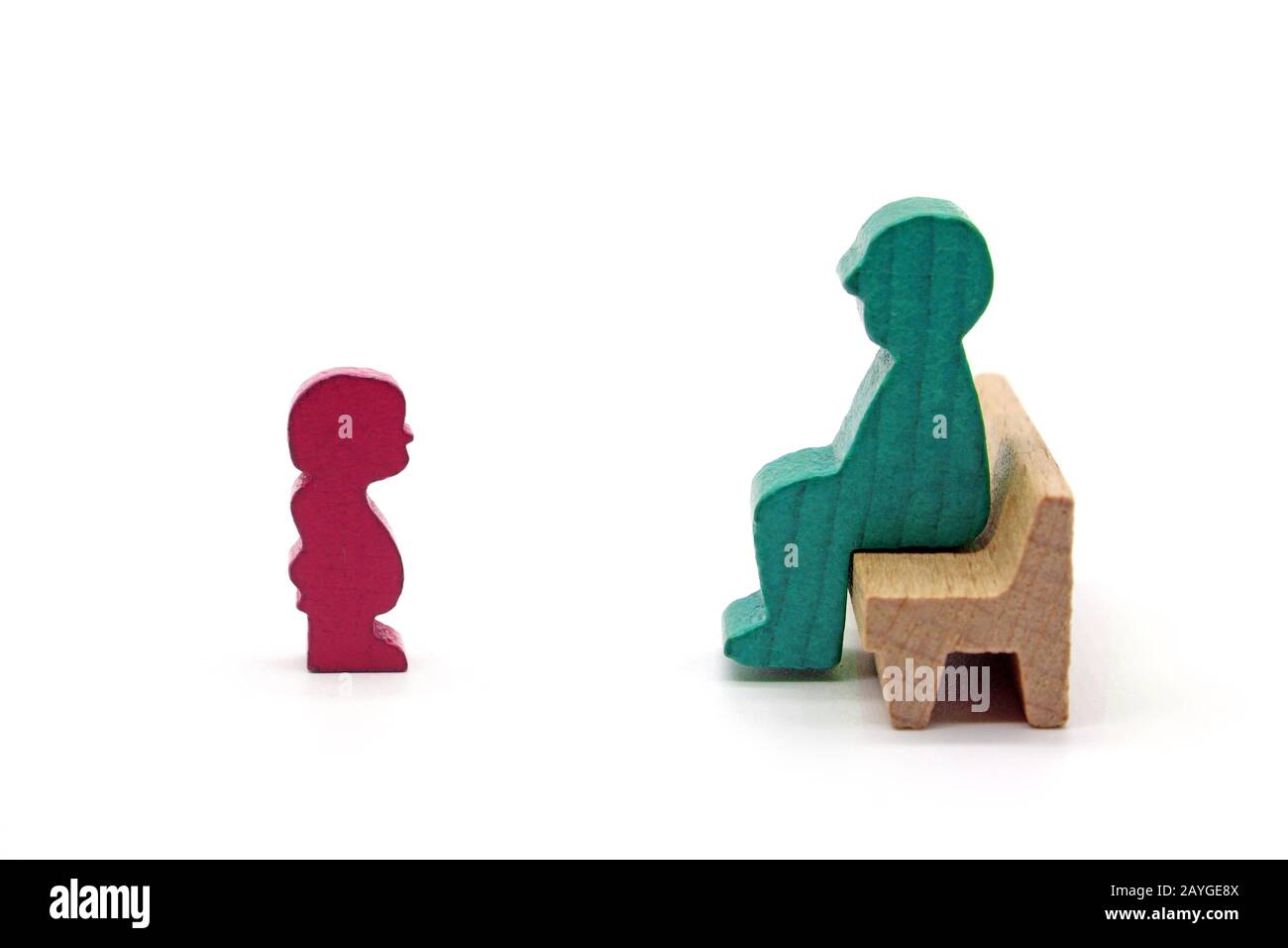 Man, child, representing father and son wooden figures, concept ...