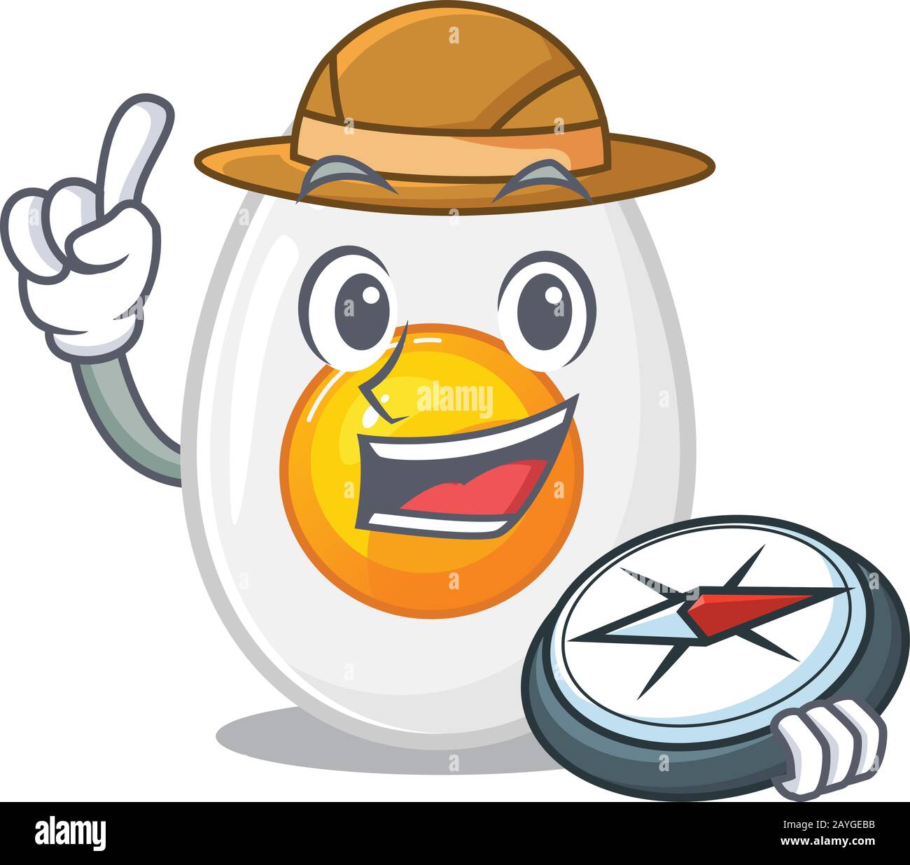 Boiled egg experienced Explorer using a compass Stock Vector Image ...