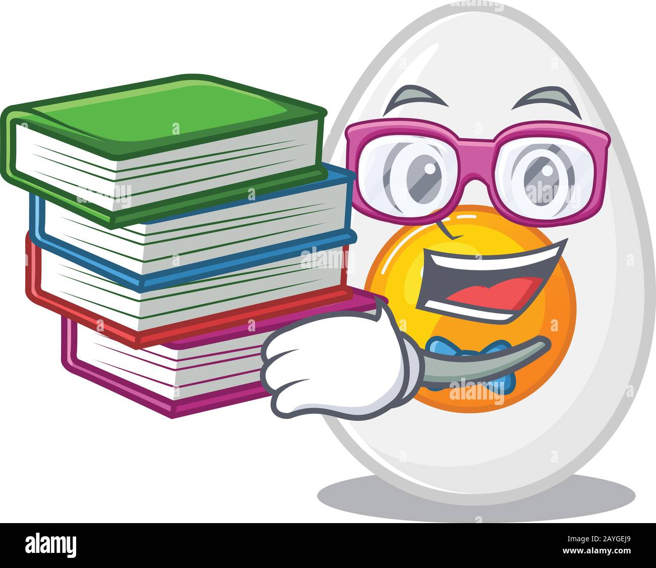 mascot cartoon of boiled egg studying with book Stock Vector Image ...