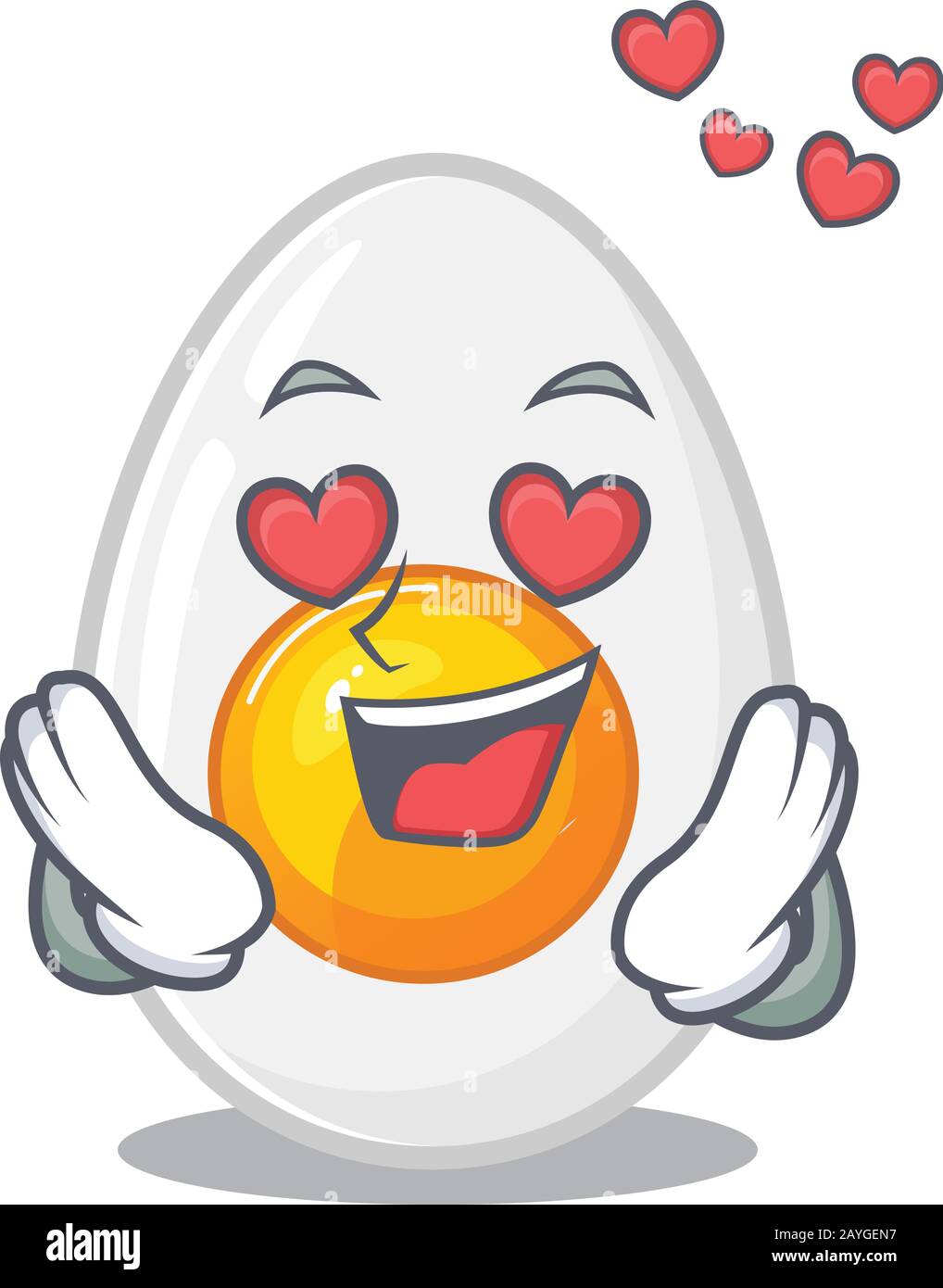 Romantic falling in love boiled egg cartoon character concept Stock ...